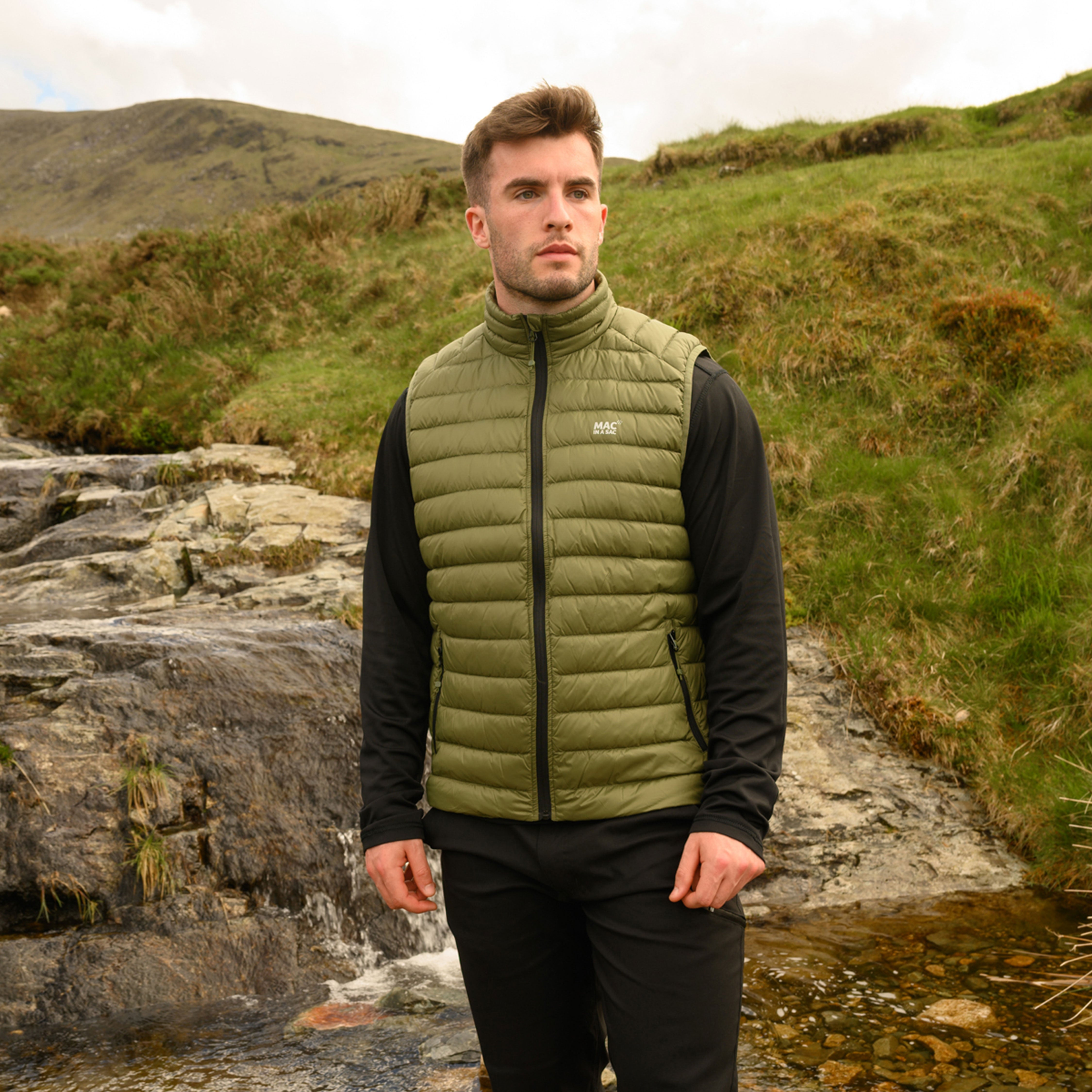 Alpine - Packable Men's Down Gilet - Khaki – Mac in a Sac